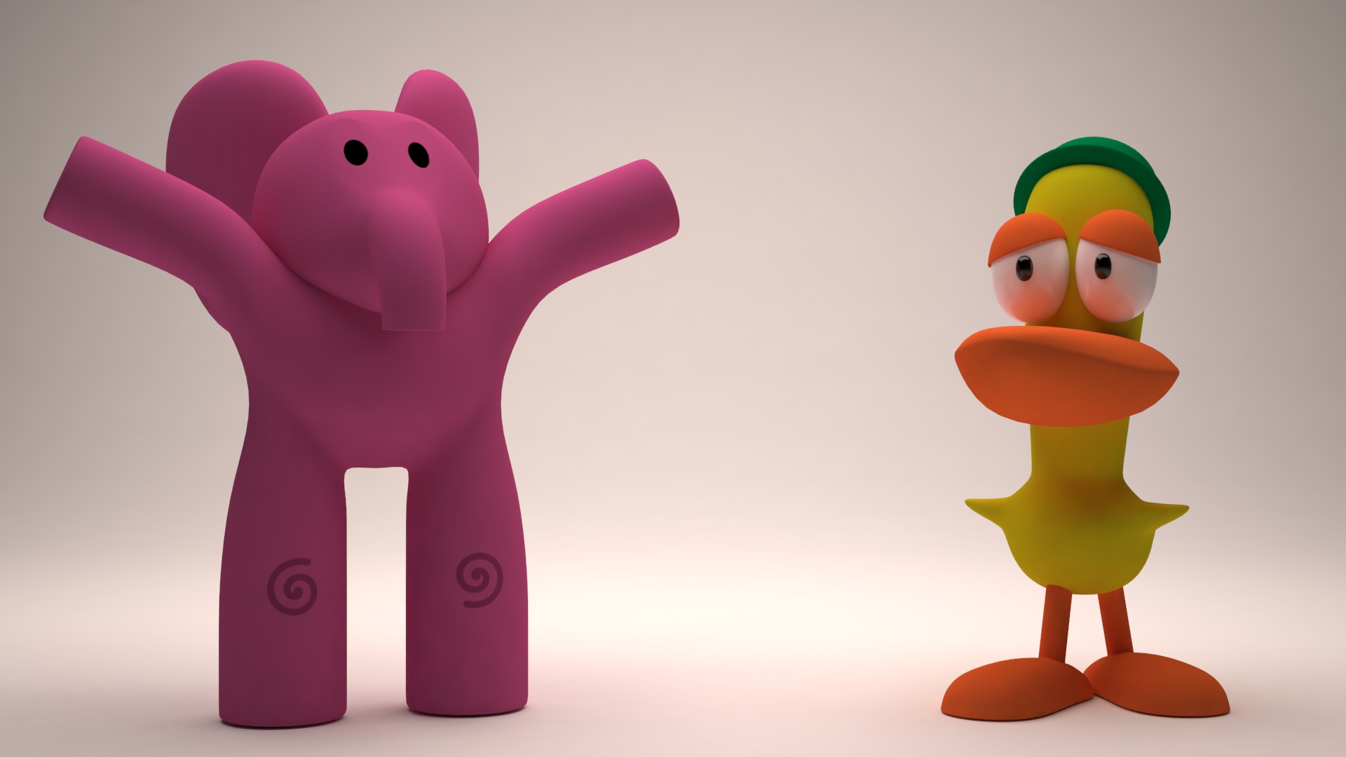 Elly y Pato de Pocoyo | Domestika